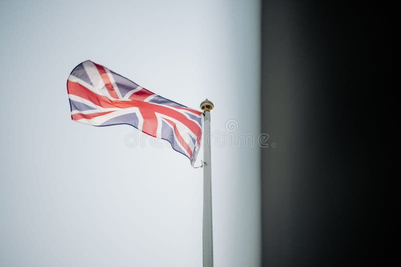 Union Jack Flag with Clear Blue Sky Stock Image - Image of northern ...