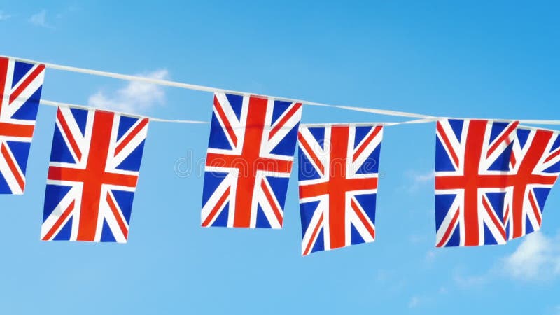 Union Jack Flags on Summer Day Stock Footage - Video of kingdom ...