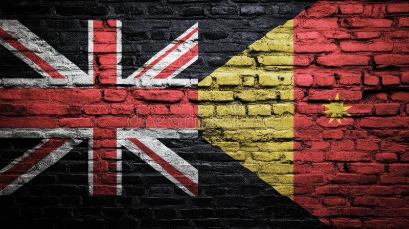 Union Jack Meets Burma Star: Brick Wall Painted with the Flags of the ...