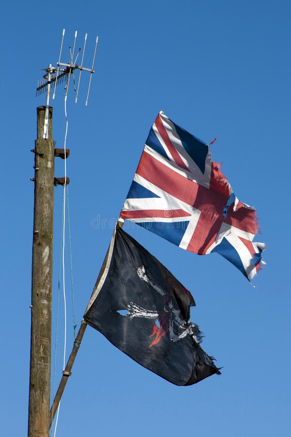 Union jack and pirate flag stock image. Image of pirate - 16386991
