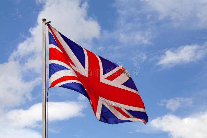 The Union Jack Waving in Mid Air Stock Photo - Image of symbol, jack ...