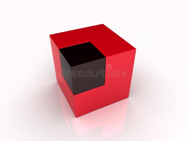 Union of Large and Small Cubes Stock Illustration - Illustration of ...