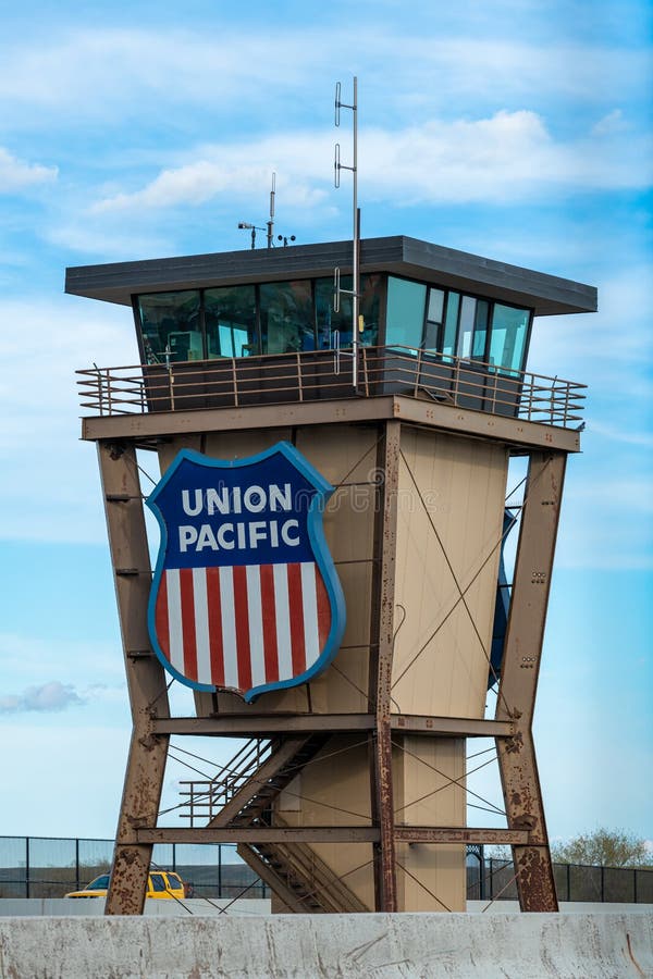 Union Pacific Yard Tower that Stands between the Bridges for Interstate ...