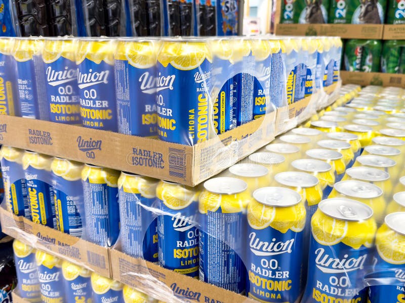 Union Radler Isotonic Lemon Beverage Cans in Store Display Editorial ...
