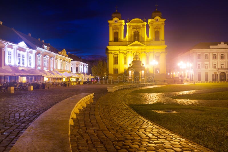Union Square in Night Illumination of Timisoara Stock Image - Image of ...