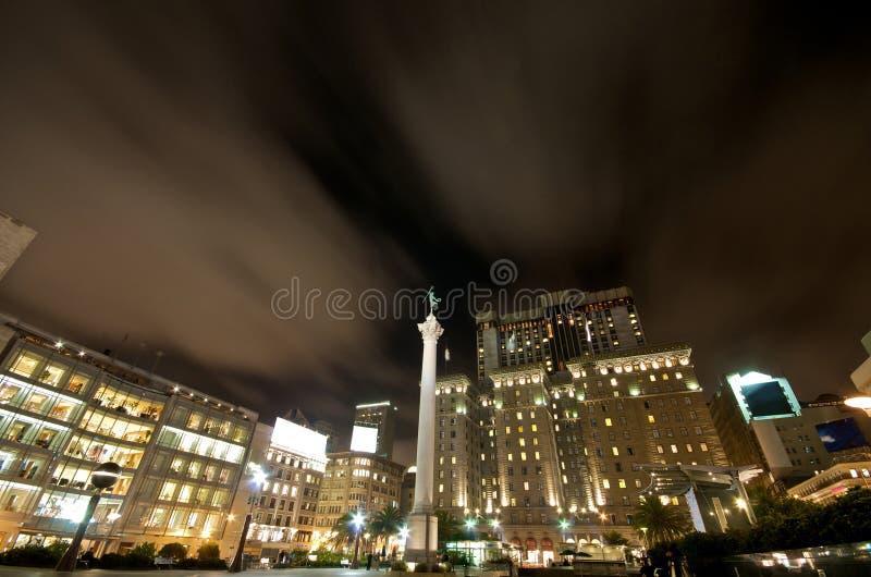 Union Square San Francisco at Night Stock Image - Image of city ...