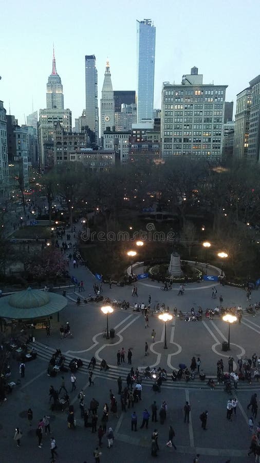 Union Square after Sunset in Spring in Manhattan, New York, NY ...