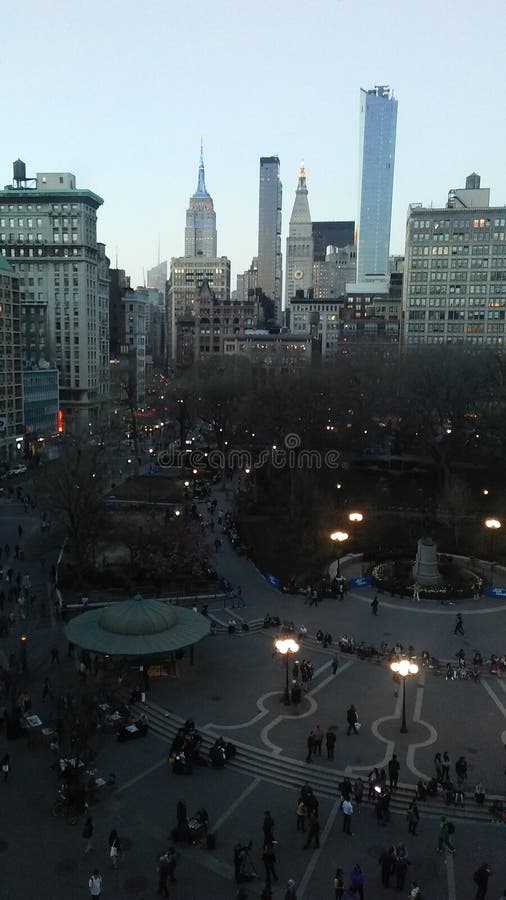 Union Square after Sunset in Spring in Manhattan, New York, NY ...