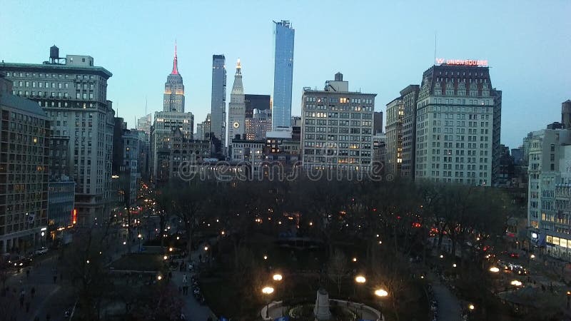 Union Square after Sunset in Spring in Manhattan, New York, NY ...