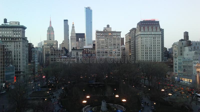 Union Square after Sunset in Spring in Manhattan, New York, NY ...