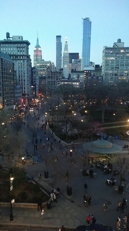 Union Square after Sunset in Spring in Manhattan, New York, NY ...