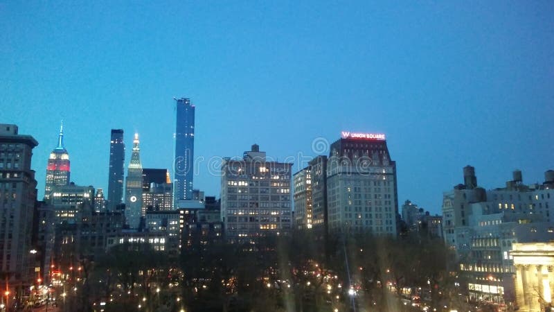 Union Square after Sunset in Spring in Manhattan, New York, NY ...