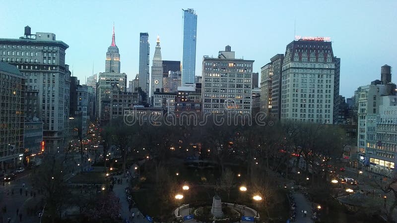 Union Square after Sunset in Spring in Manhattan, New York, NY ...
