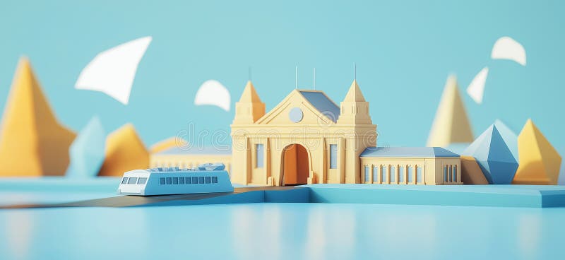 Union Station. 3D Rendering of Union Station in Washington Simple Low ...