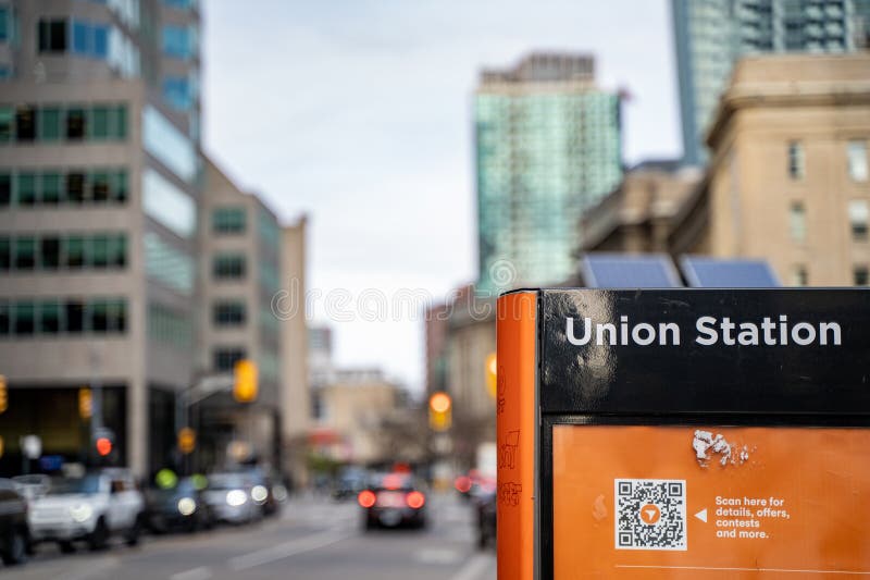 Union Station Sign in Downtown Toronto. Editorial Stock Image - Image ...