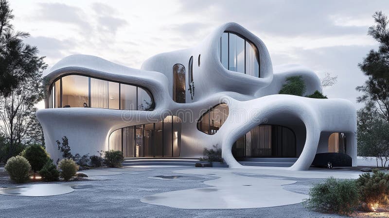 Unique Abstract Architectural Design of a Fluid Structure in a Serene ...