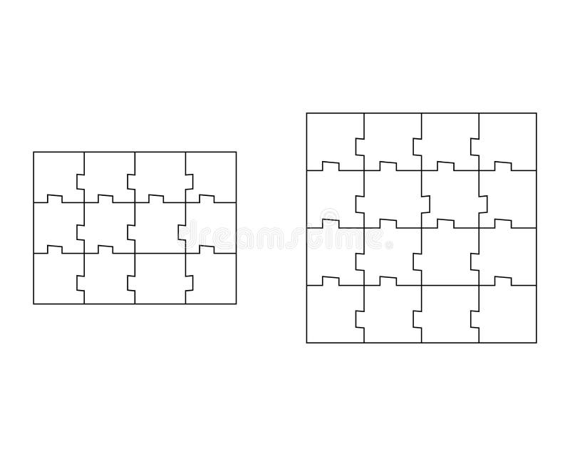 Blank Jigsaw Puzzle 9 Pieces. Simple Line Art Style for Printing and ...