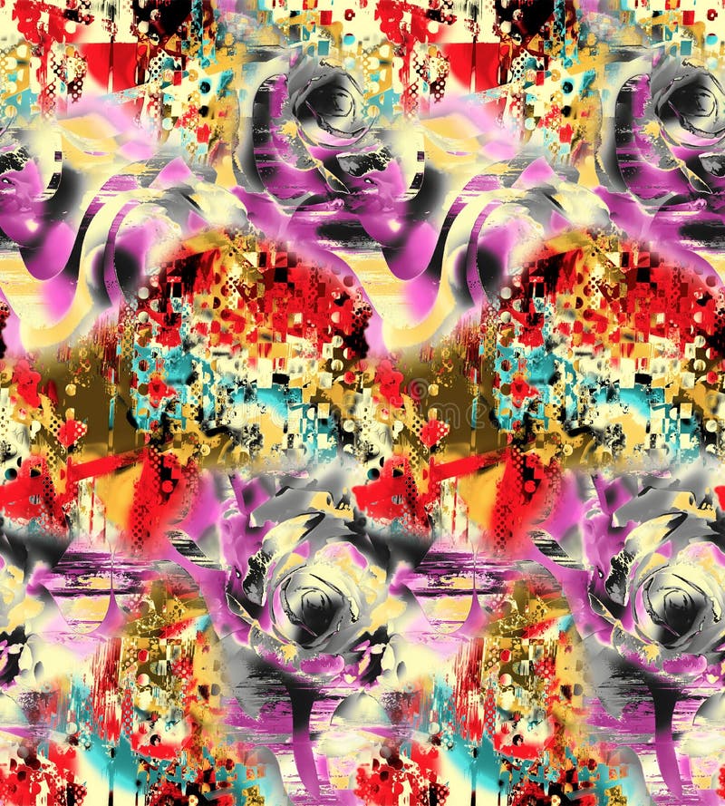 Abstract Colorful Block Print Pattern Stock Image - Image of bunch ...