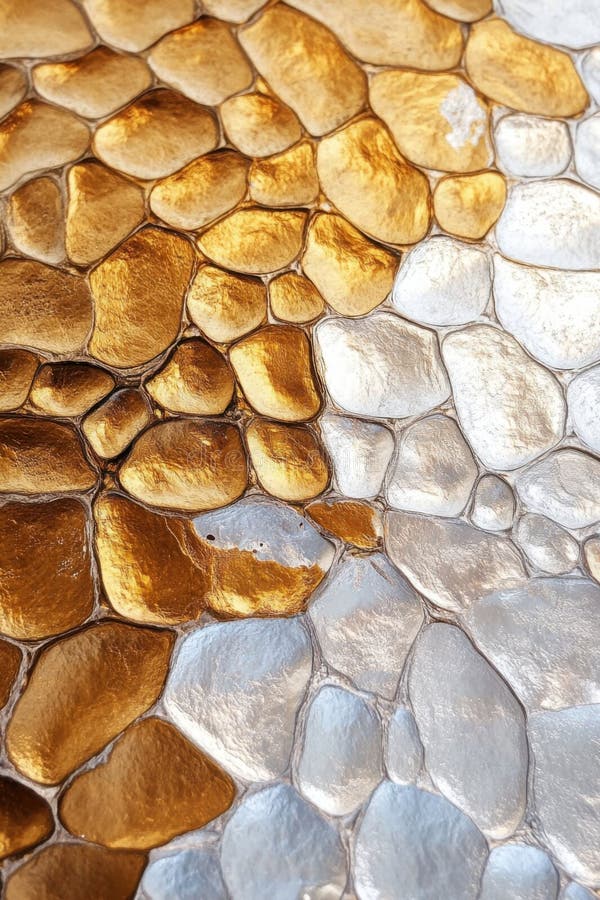 Unique Abstract Composition Showcasing Mixed Metallic Textures in Gold ...
