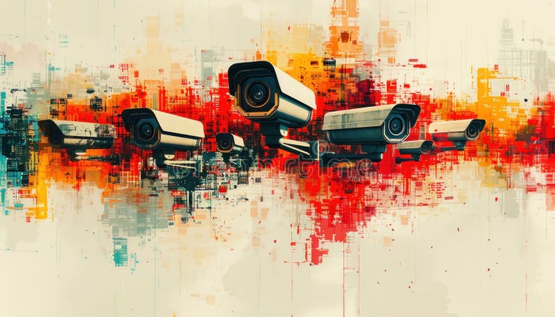 Modern Security Camera Observing Public Space with Blurred Background ...