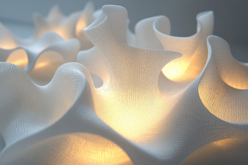 Unique Abstract Lamp Design Created with Textured Fabric and Soft Warm ...