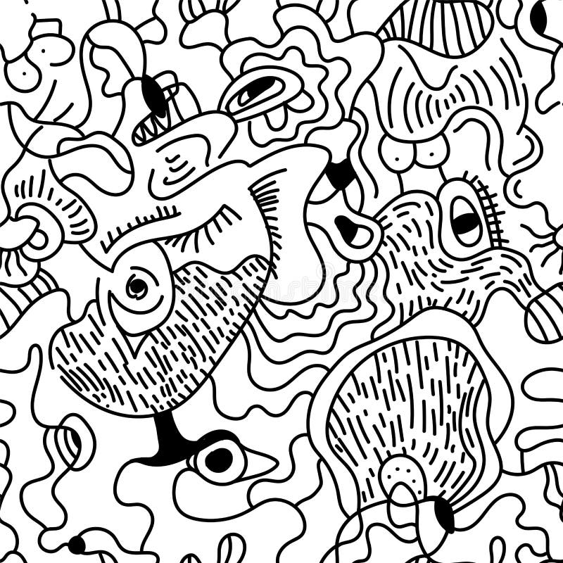 Unique Abstract Seamless Pattern with Hand Drawn Vector Shapes and ...