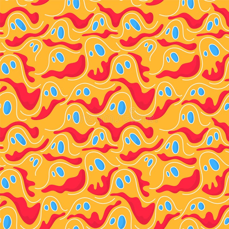Unique Abstractseamless Pattern with Strange Ghosts Stock Vector ...
