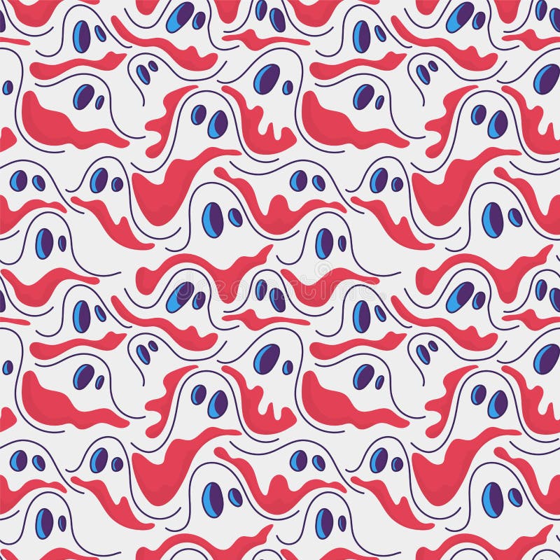 Unique Abstractseamless Pattern with Strange Ghosts Stock Vector ...