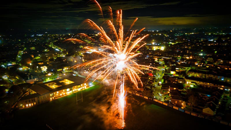 Unique Aerial Photo of Fireworks during the Night Stock Photo - Image ...