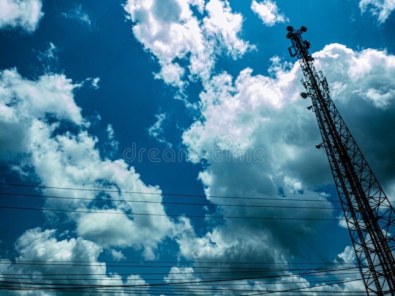 Unique Aesthetic Shot of Sky Cloud and Tower on Dark Gradient ...