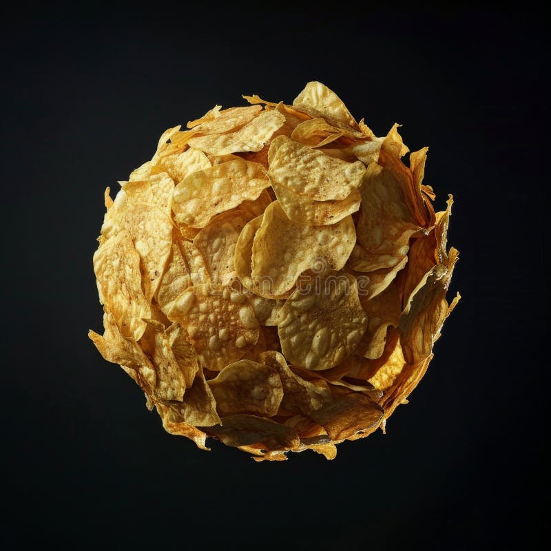 Surreal Artistic Image of a Sphere Made of Golden Potato Chips ...