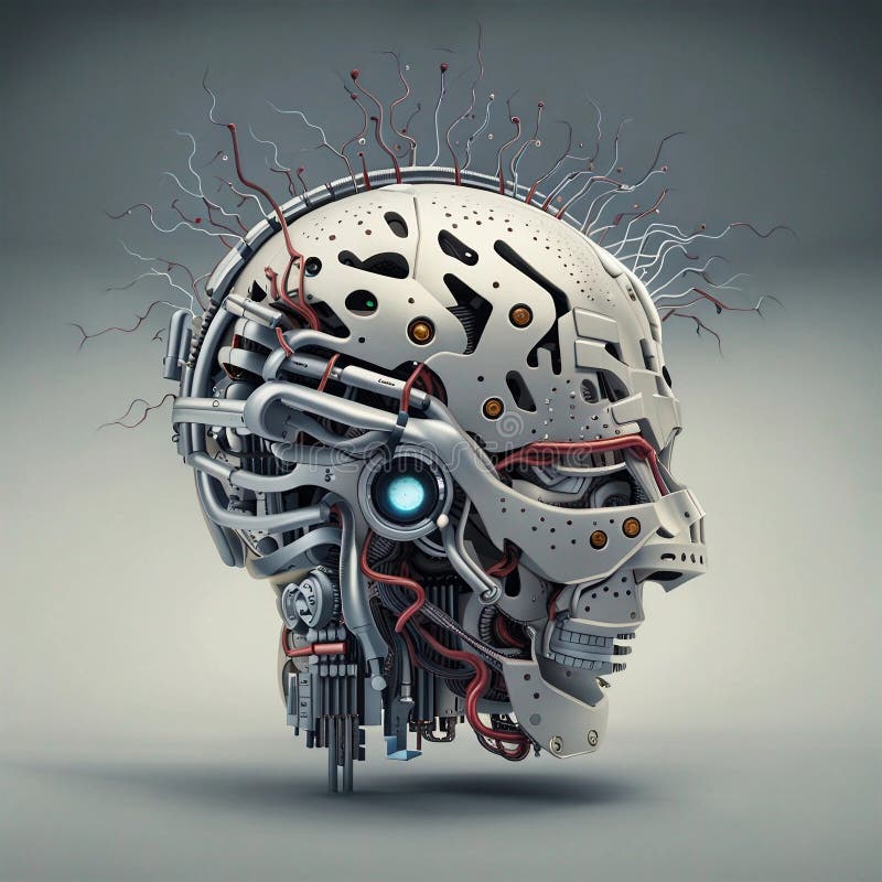 Ai Robot Head Brain Background Stock Illustration - Illustration of ...