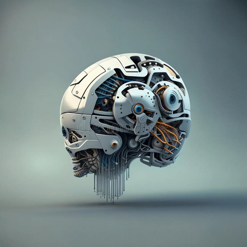 Ai Robot Head Brain Background Stock Illustration - Illustration of ...