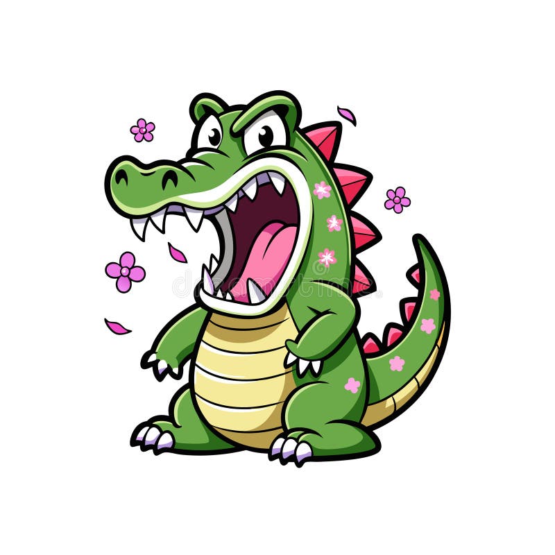 Unique Alligator Character in Line Art Stock Illustration ...