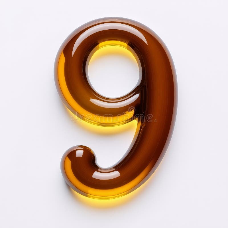 Unique Amber Number Nine Displayed on a Plain Background for Various ...