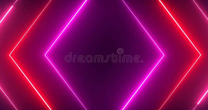 Animated Glowing Red and Pink Gradient Neon Square Polygon Abstract ...