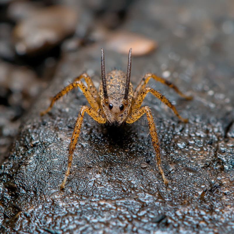 Unique Ant Mimic Cricket on a Wet Surface. Stock Illustration ...