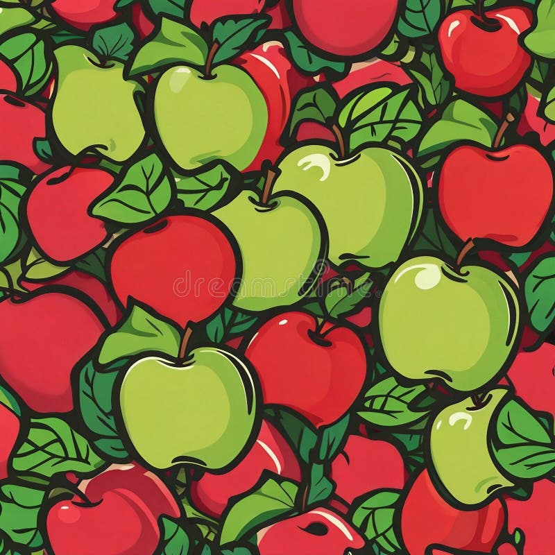 Apple Fruit and Leaf Texture Pattern Background Stock Illustration ...