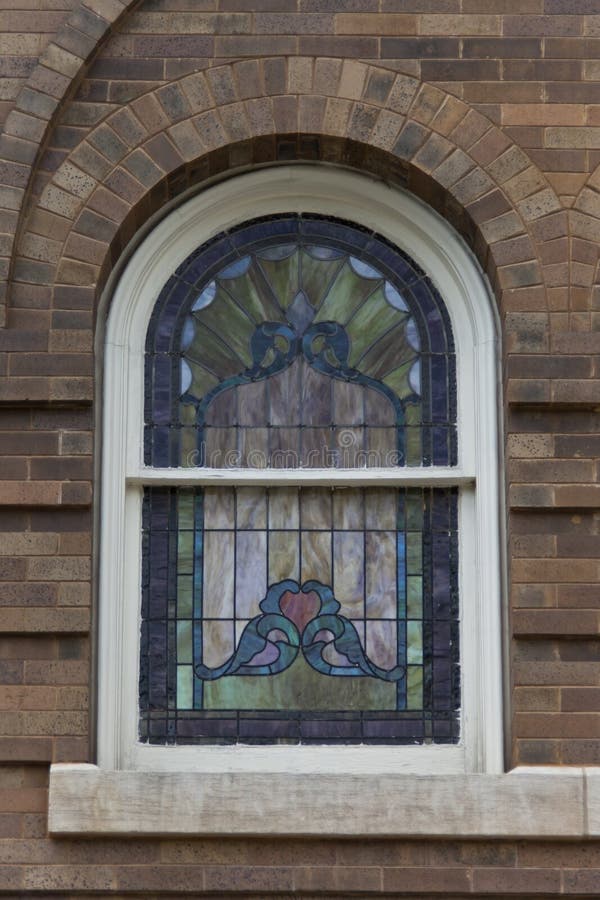 Unique Arched Stained Glass Window. Stock Photo - Image of wall, stain ...
