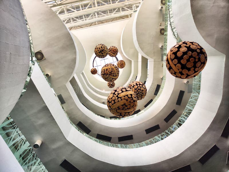 Unique Architectural Design Features Hanging Spheres in a Modern ...