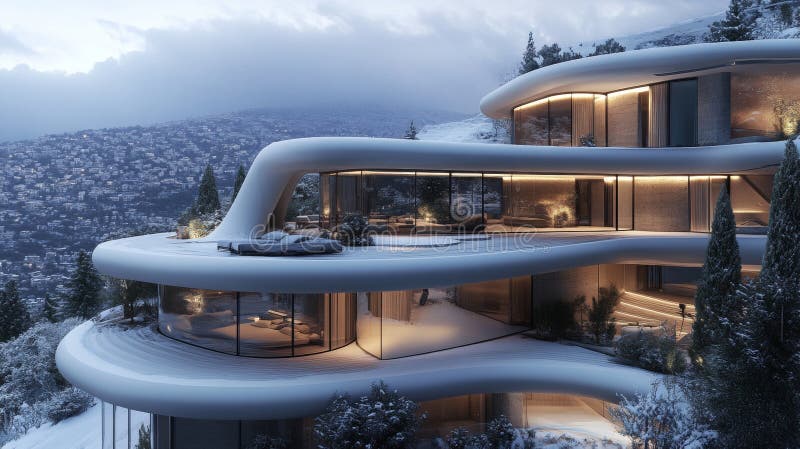 This Unique Architectural Design Features Multiple Curved Terraces that ...