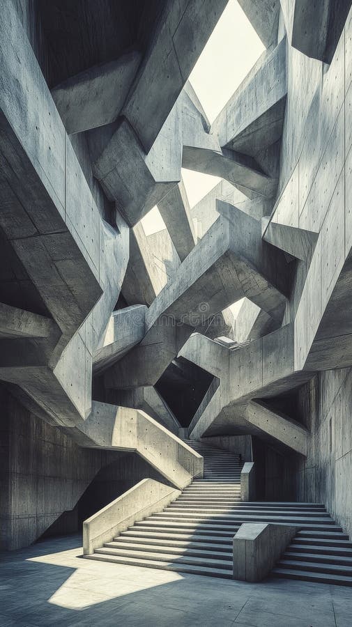 Unique Architectural Design Featuring Complex Concrete Structures in a ...