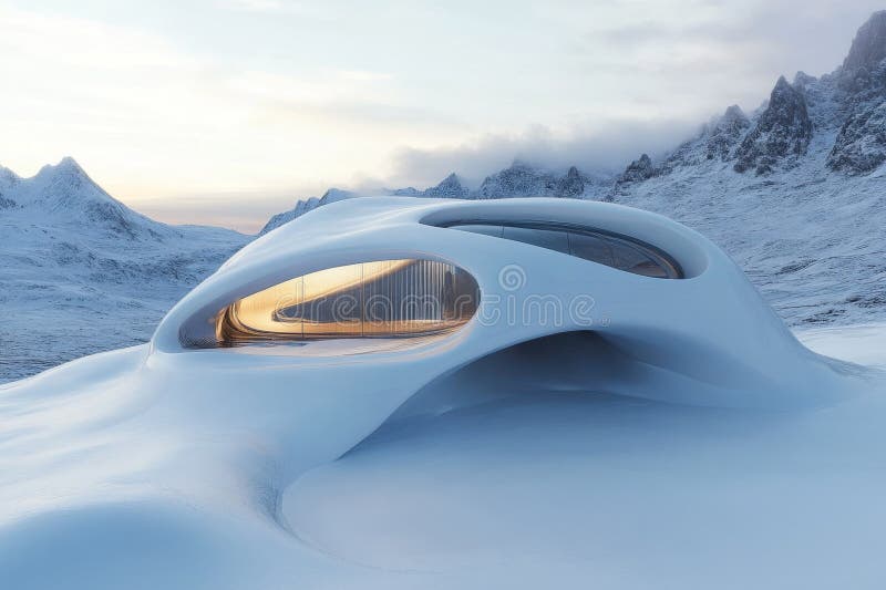 Unique Architectural Design Surrounded by Snow in a Mountainous ...