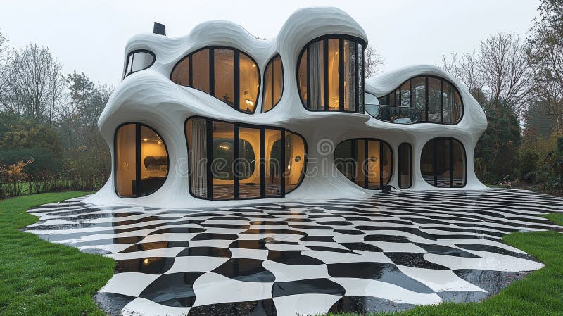Unique Architectural House Design with Optical Illusion Checkerboard ...
