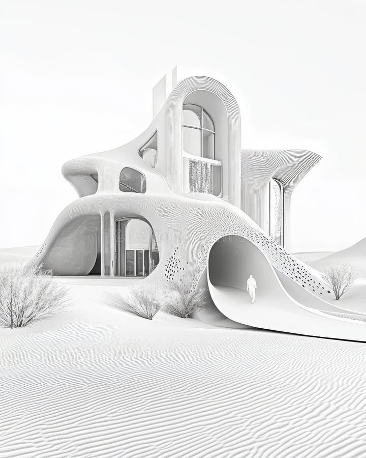 This Unique Architectural Structure is Illustrated As a Line Art Stock ...