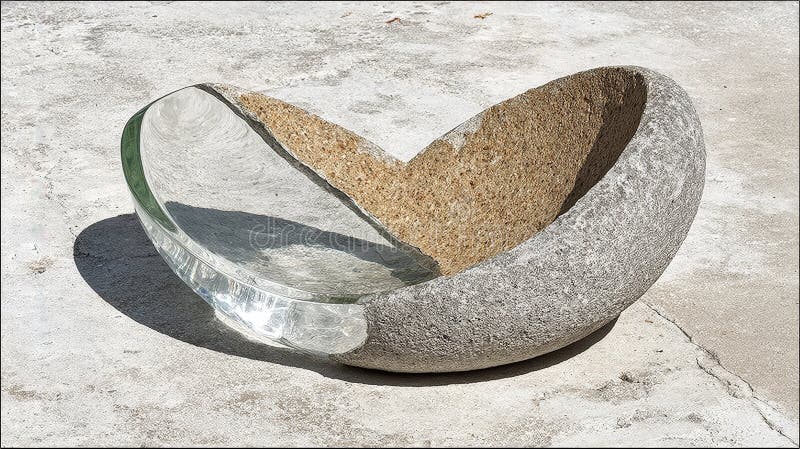 Unique Artistic Bowl Design with Glass and Stone Materials on Textured ...