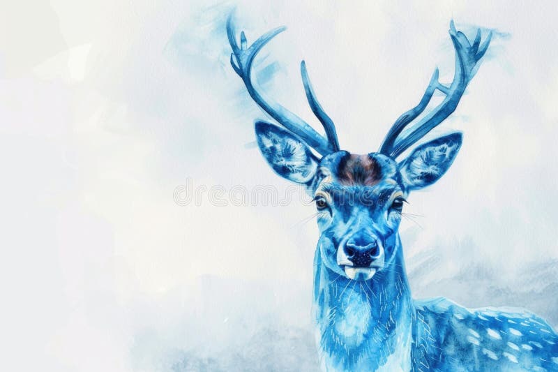 A Unique and Artistic Depiction of a Blue Deer with Antlers. Suitable ...