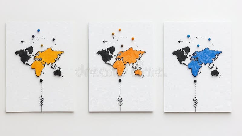Unique Artistic Representation of World Map with Colorful Elements and ...