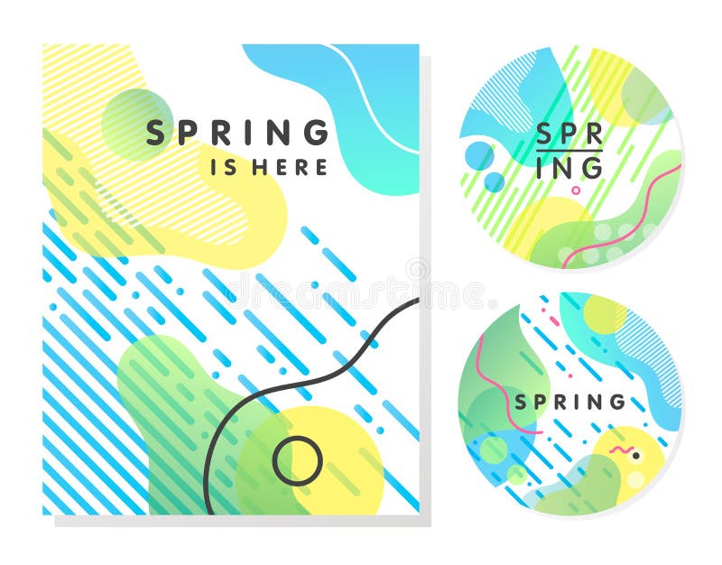 Unique Artistic Spring Cards with Bright Gradient Background Stock ...