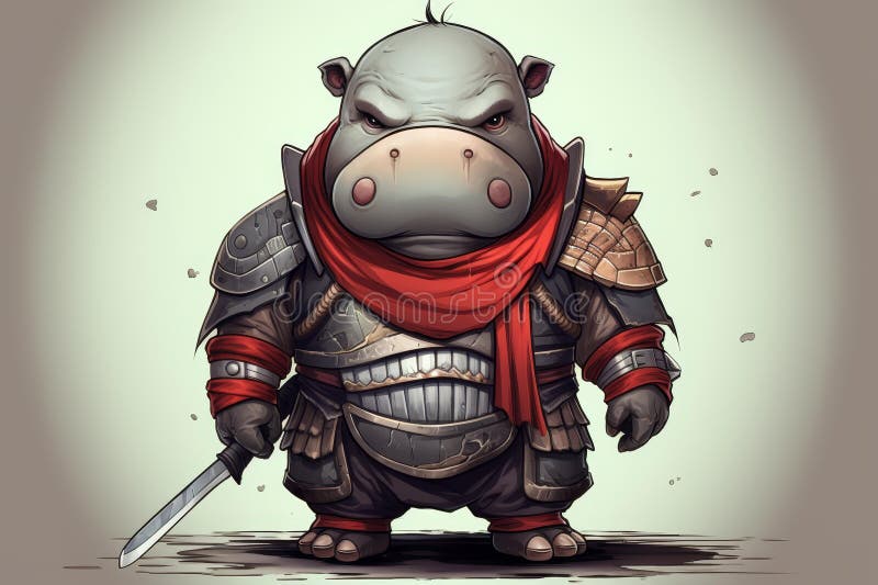Unique Artwork of a Cute Hippo in Samurai Armor with a Delightful ...